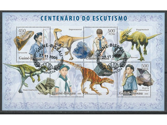 Guinea-Bissau-Scouts, dinosaurs, minerals-2006-CTO