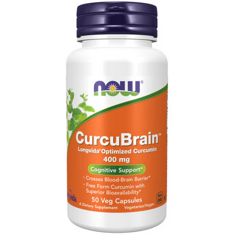 NOW Foods, CurcuBrain, Cognitive Support, 400 mg, 50 Veg Capsules