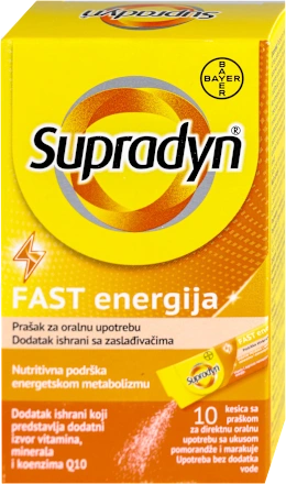 Supradyn
FAST energija prašak za oralnu upotrebu, 10 kom
Dodatak ishrani