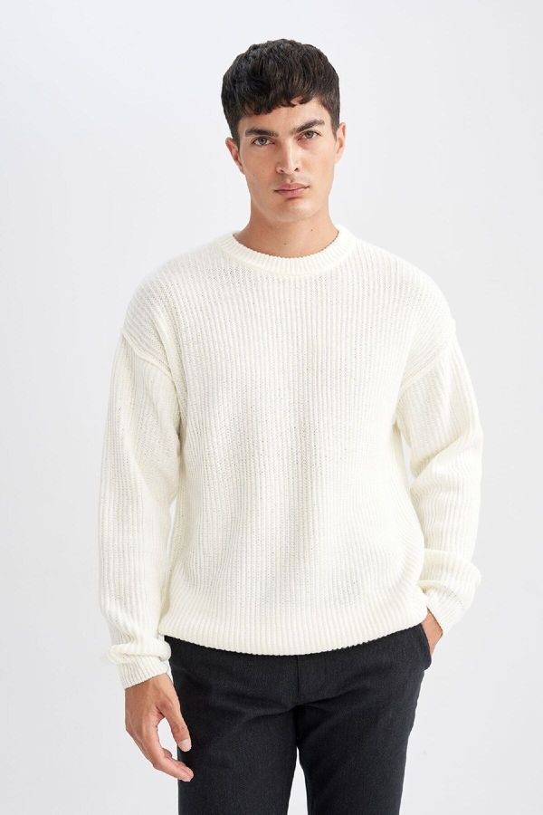 DEFACTO RELAX FIT CREW NECK BASIC PLAIN KNITWEAR SWEATER