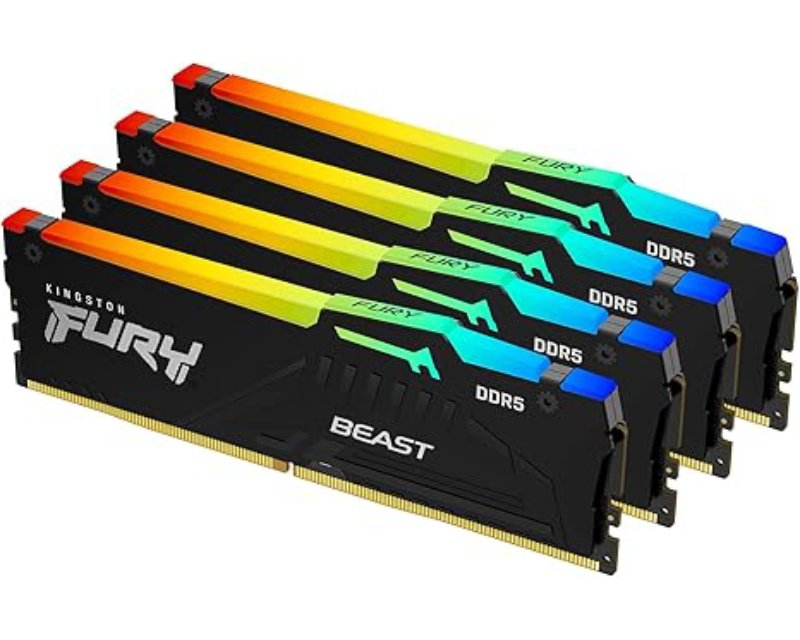 KINGSTON DIMM DDR5 128GB (4x32GB kit) 5600MT/s KF556C40BBAK4-128 FURY Beast RGB Black XMP