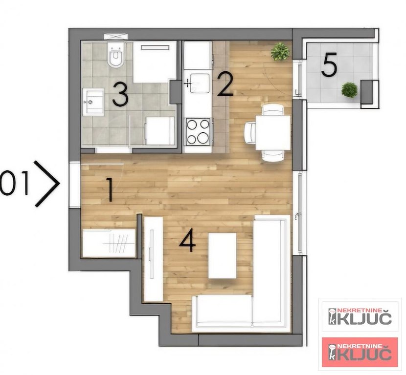 SOMBORSKI BULEVAR, 27m2, Garsonjera sa pdv