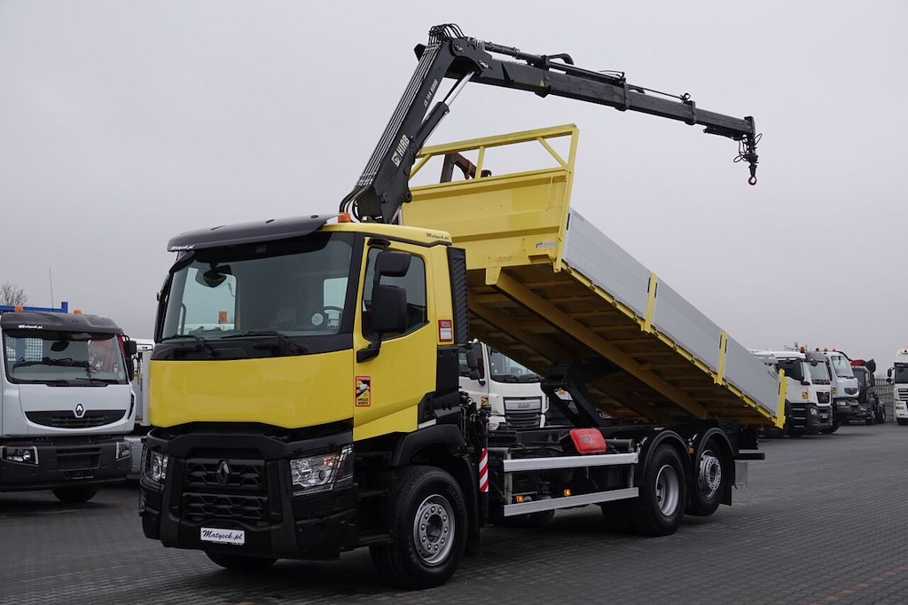 Renault C 380 / 6x2 / WYWROTKA TYLNOZSYPOWA 6,2 M + HDS HIAB 144 wysów: kiper