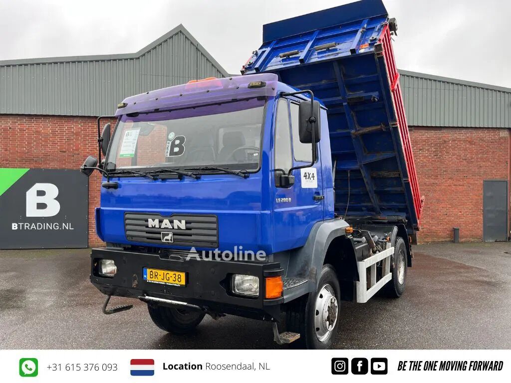 MAN LE280B - 4x4 - 3 side Meiller kipper - 219.000KM - NL truck - Un kiper