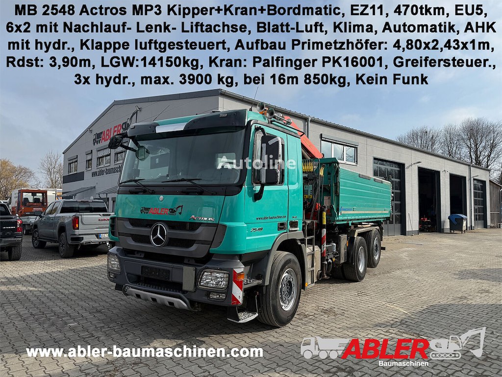 Mercedes-Benz 2548 Actros Kipper Kran Bordmatic Greifer AHK kiper