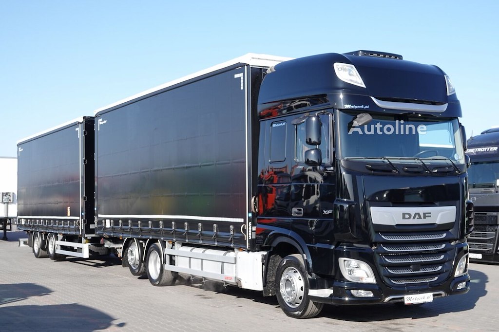 DAF XF 480 / ZESTAW TANDEM / 120 M3 / PRZEJAZDOWY / ZAWIESIA DOKI D kamion sa klizna zavesa cerada + prikolica sa kliznom ceradom