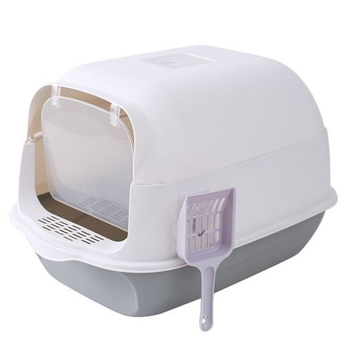 Toalet za mačke Enclosed Cat Box Awhao Sivi 50x35x35 cm