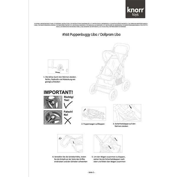 Kolica za lutke Jogger Lio Jednorog Plava Knorr Toys 165764