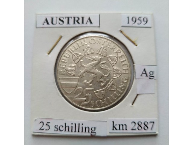 AUSTRIA 25 schilling 1959 - srebro! XF