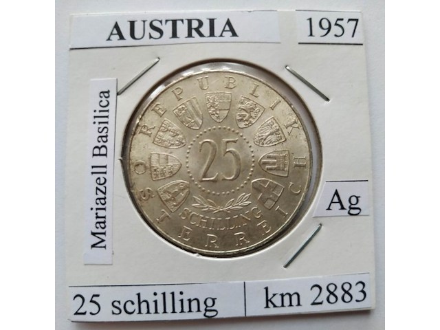 AUSTRIA 25 schilling 1957 - srebro! XF