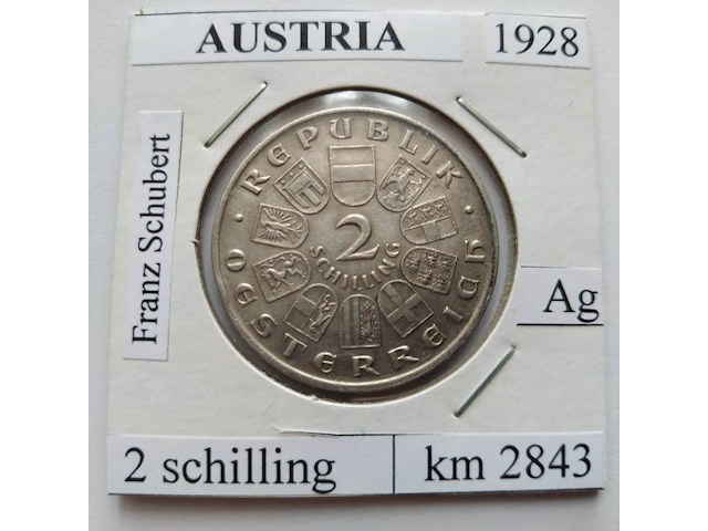 AUSTRIA 2 schilling 1928 - srebro ! XF