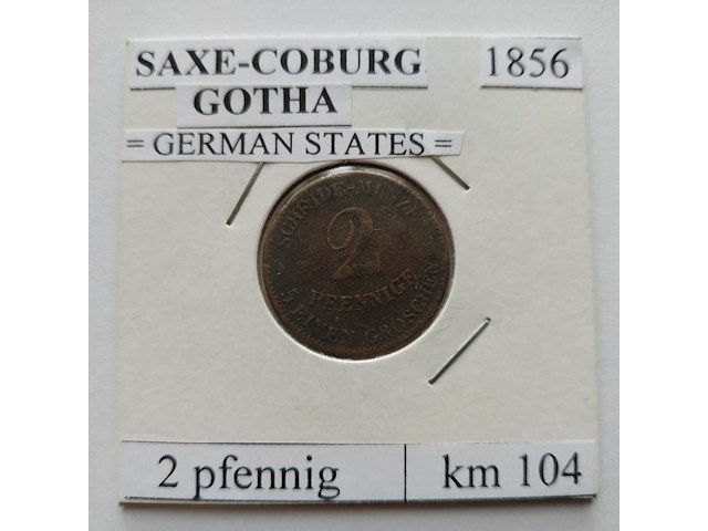 SAXE-COBURG GOTHA 2 pfennig 1856