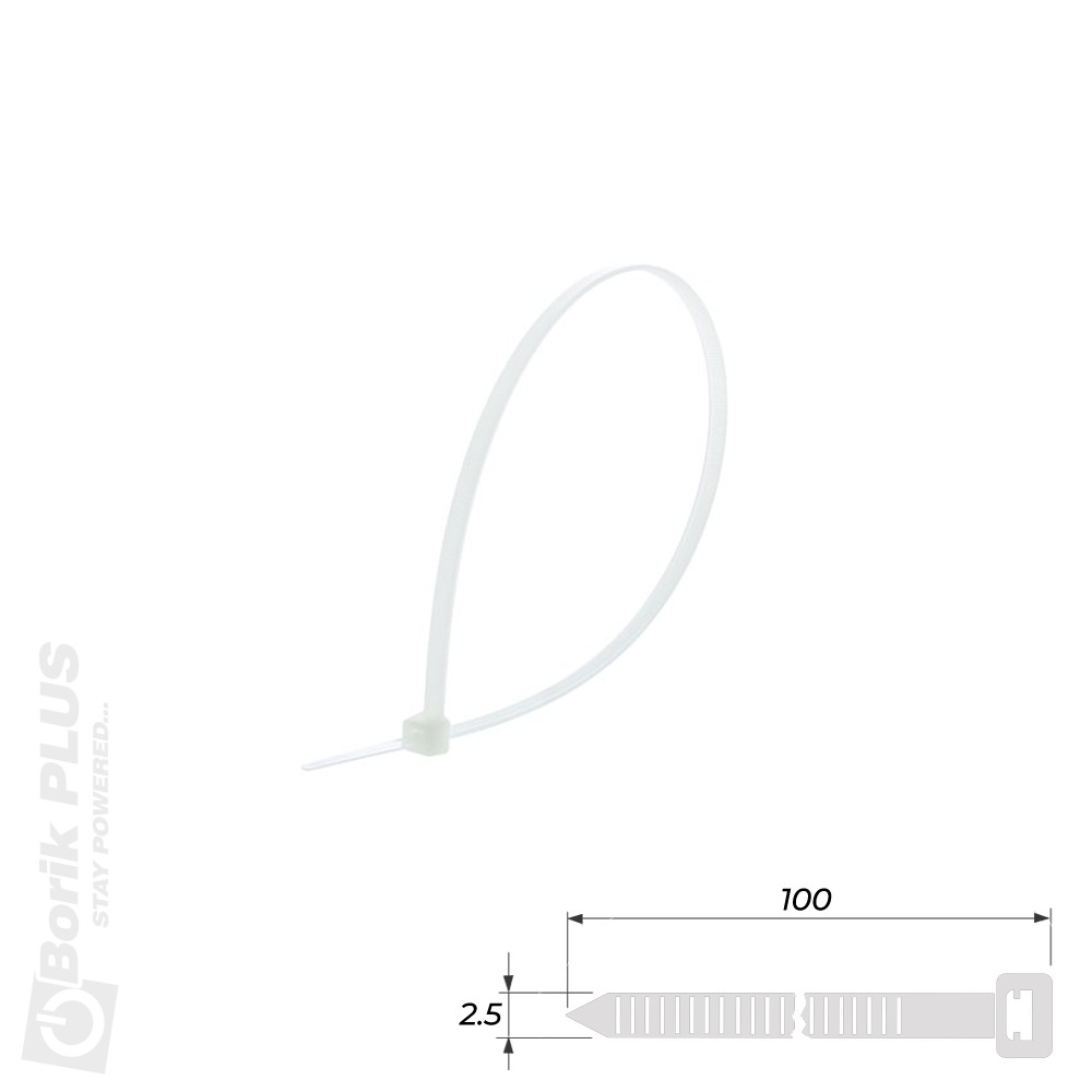 Vezice za kablove 100 kom, 100 × 2,5 mm BELA