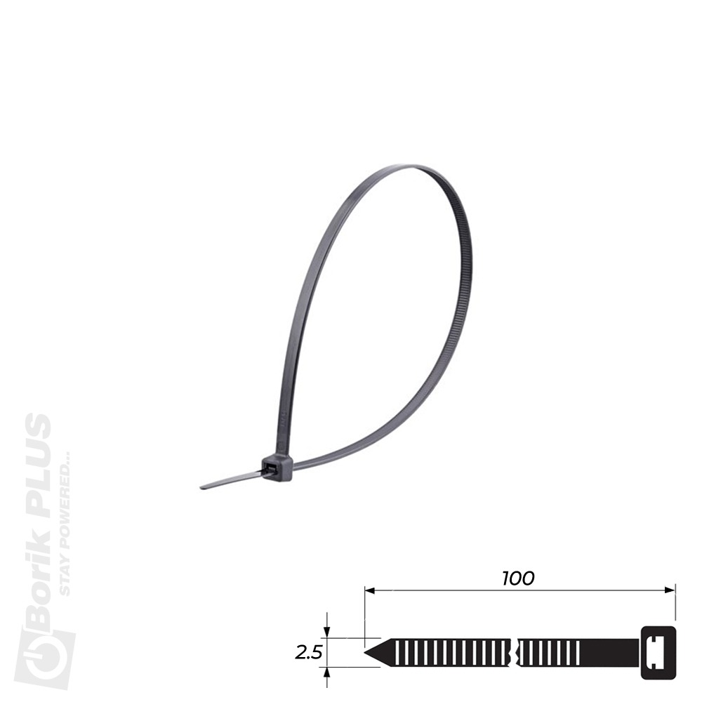 Vezice za kablove 100 kom, 100 × 2,5 mm CRNA