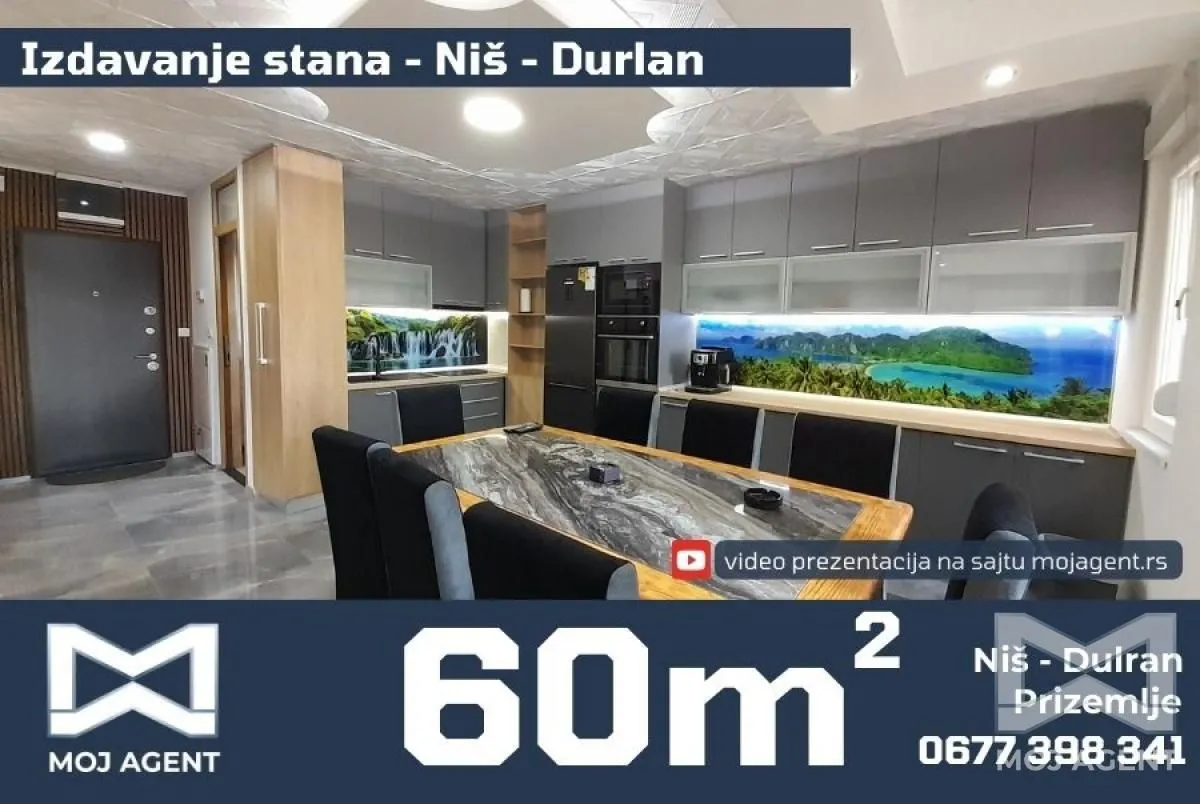 Izdavanje, trosoban stan, 60m2, Durlan, Niš