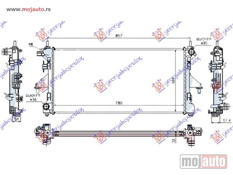 HLADNJAK MOTORA 2.2/2.3/3.0 JTD DIZEL (MAN) (+/-AC) (780x380x26) (LEMLJEN SPOJ) Peugeot boxer 06-14 -dostupno