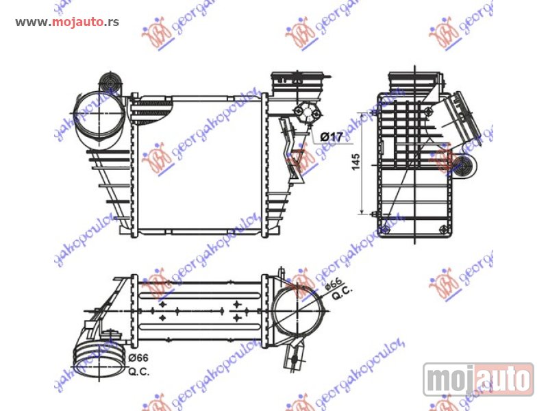 HLADNJAK INTERKULERA 1.9 TDI (18.3x18.9x8.5) ASZ Skoda octavia 4 97-10 -dostupno