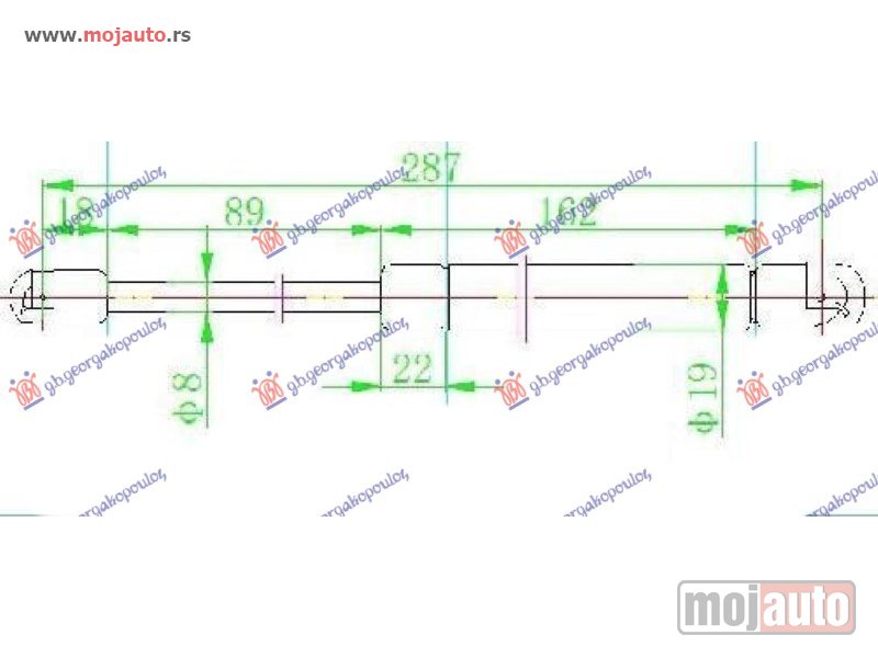 AMORTIZER GEPEK VRATA 06- (287L-450N) Ford fusion 02-12 -dostupno