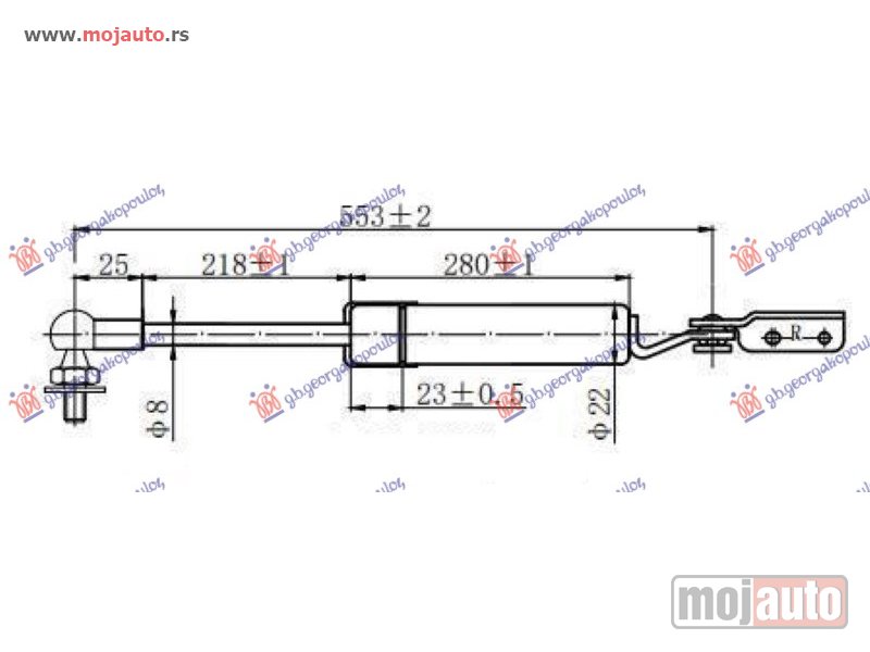 AMORTIZER GEPEK VRATA (553L-410N) Desno Subaru forester 02-08 -dostupno