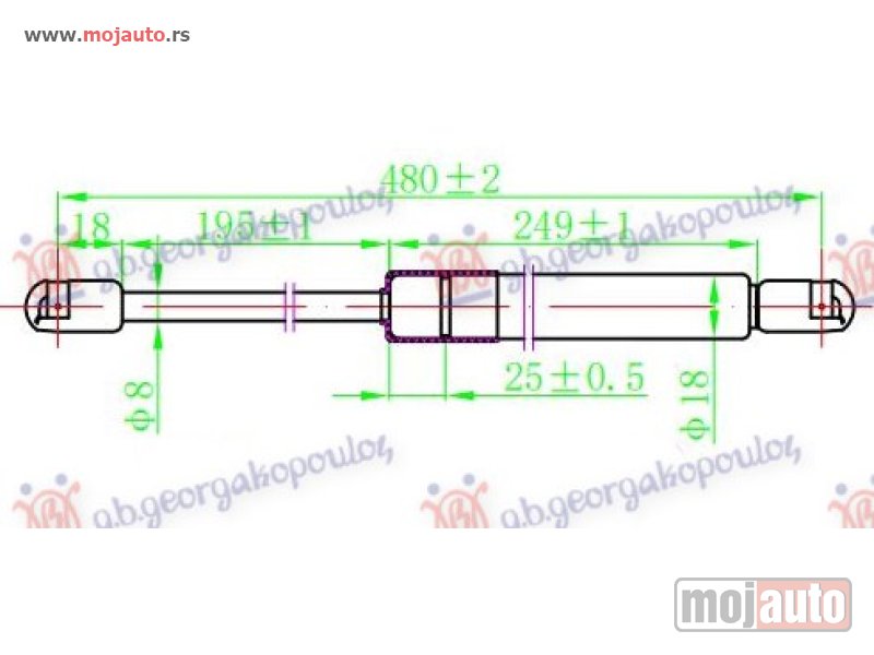 AMORTIZER GEPEK VRATA (480L-335N) Kia picanto 08-11 -dostupno