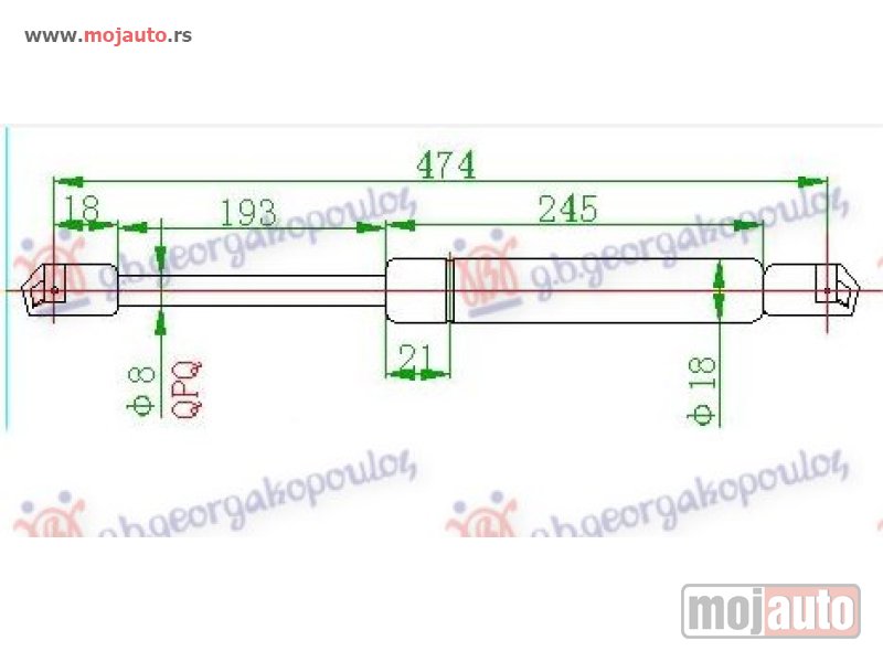 AMORTIZER GEPEK VRATA (474L-420N) Renault clio 96-98 -dostupno