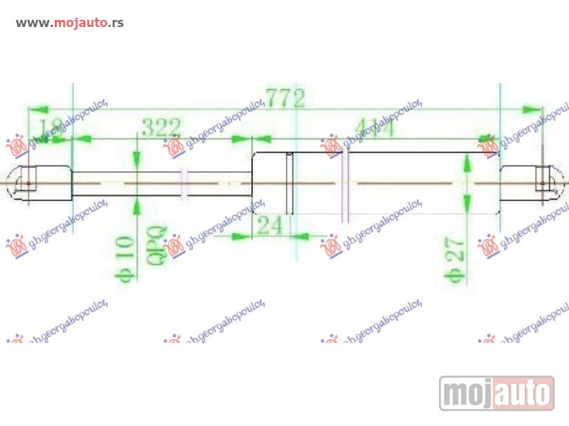 AMORTIZER GEPEK VRATA (772L-630N) Mercedes vito (w638) 96-04 -dostupno