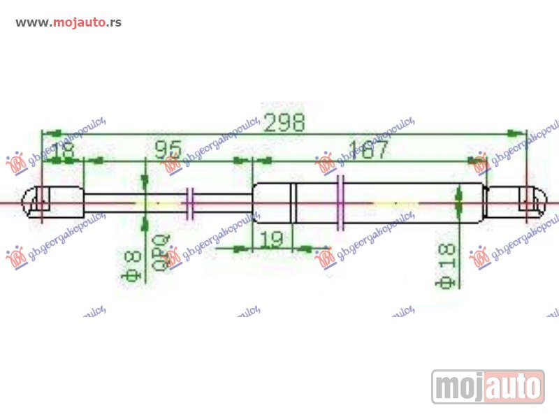 AMORTIZER GEPEK VRATA 00- (298L-650N) Audi a6 97-04 -dostupno