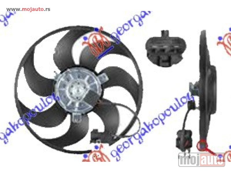 VENTILATOR (MOTOR+ELISA) (DIZEL) (+AC) (3 PIN) Opel zafira 99-05 -dostupno