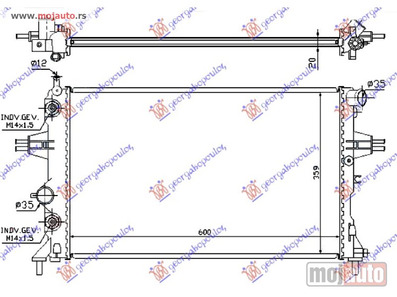 HLADNJAK MOTORA 1.4/1.6/1.8 (AUTO) (+AC) (60x37) Opel zafira 99-05 -nedostupno