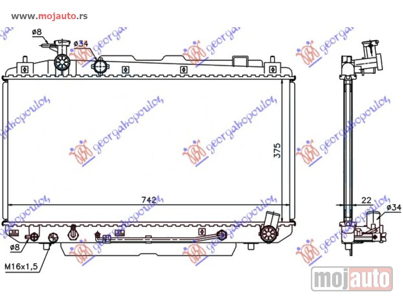 HLADNJAK MOTORA 2.0 16V (AUTO) (37.5x73.8x) Toyota rav 4 (xa20) 00-05 -dostupno