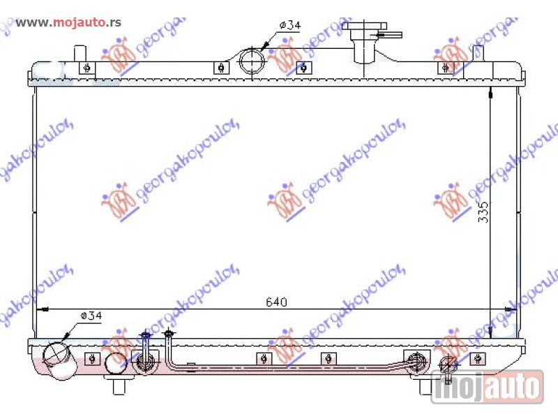 HLADNJAK MOTORA 1.3/1.5/1.6 (AUTO) (+/-AC) (33.5x64.5) Hyundai accent l/b 99-02 -dostupno