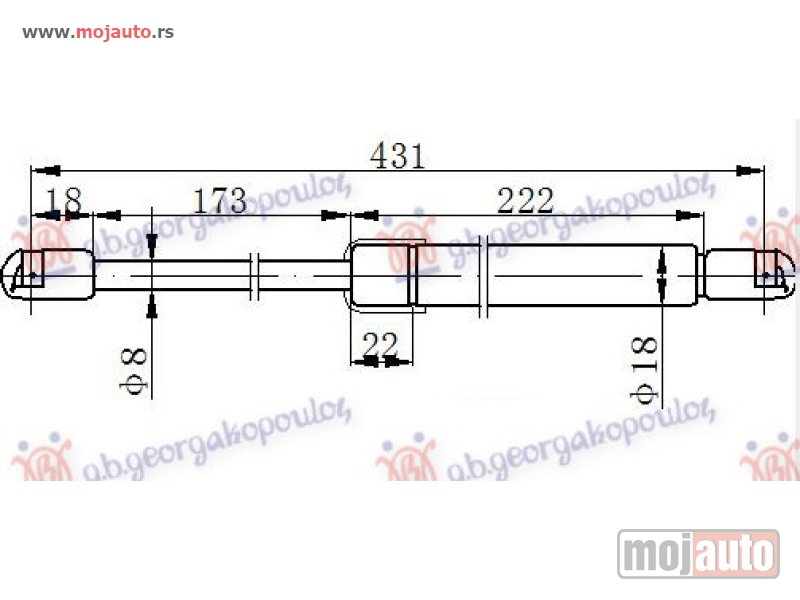 AMORTIZER GEPEK VRATA (430L-380N) Vw polo 99-01 -dostupno