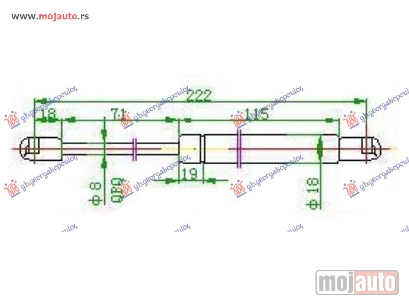 AMORTIZER GEPEK VRATA (CABRIO) (223L-500N) Mercedes clk (w208) 97-02 -dostupno