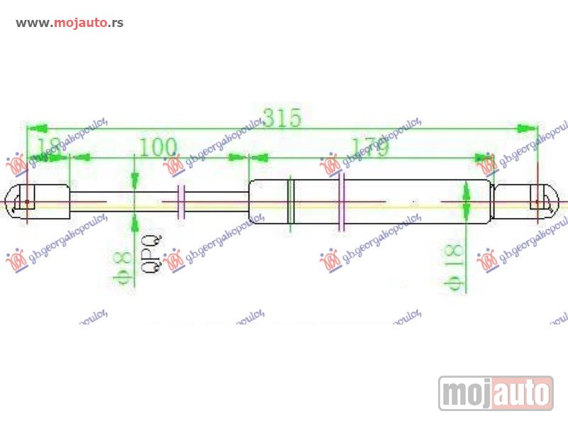 AMORTIZER GEPEK VRATA (SEDAN) (315L-420N) Nissan primera (p11) 99-01 -dostupno