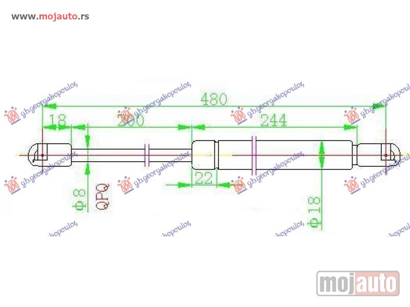 AMORTIZER GEPEK VRATA (480L-420N) Lancia y 03-11 -dostupno