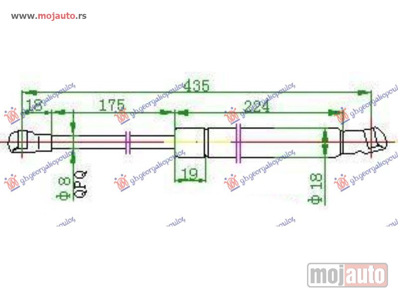 AMORTIZER GEPEK VRATA (436L-370N) Alfa romeo 147 00-10 -dostupno