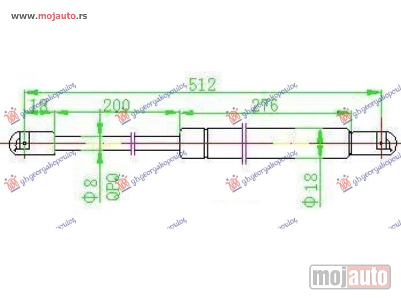 AMORTIZER GEPEK VRATA 5 VRATA (512L-450N) Citroen c5 01-04 -dostupno