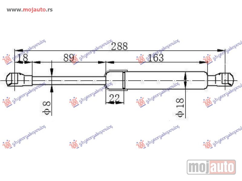 AMORTIZER GEPEK VRATA (CABRIO) (288L-370N) Fiat 500 07-15 -dostupno