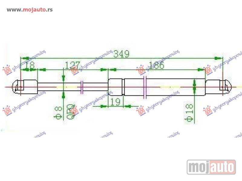 AMORTIZER GEPEK VRATA (350L-440N) Mercedes slk (r170) 96-04 -dostupno