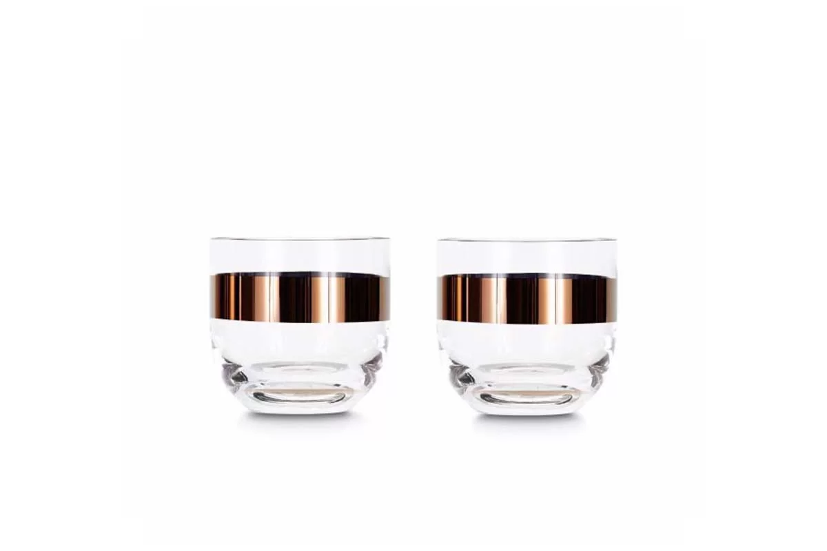 TANK WHISKEY GLASSES COPPER X 2