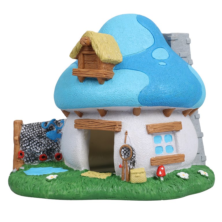 Duvo+ Dekoracija sa priključkom za vazdušnu pumpu Smurfs Forest Fishing House 13,4x9,8x11cm