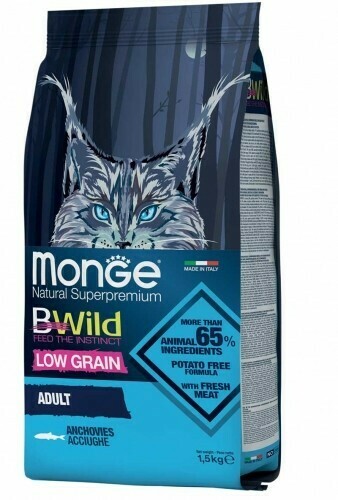 Hrana za mačke Bwild Low Grain Inćun - Adult Cat 1.5kg