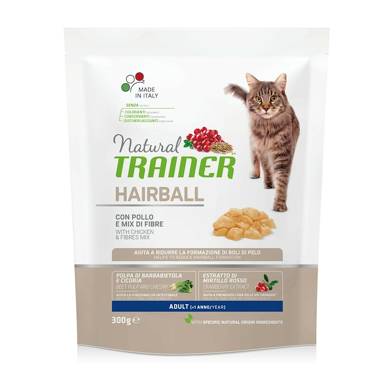 Trainer Natural Cat Hairball piletina za odrasle mačke 300g