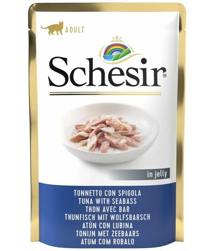 Schesir preliv za mačke tuna i brancin u želeu 85gr