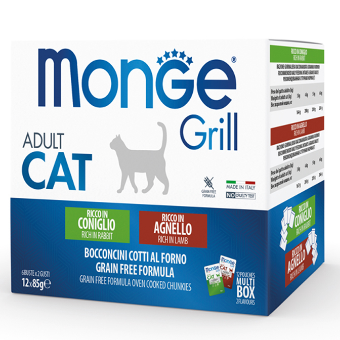 Monge Grill hrana za mačke zec/jagnje 12x85g