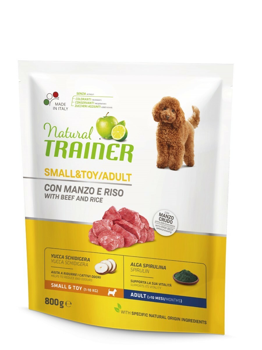 Trainer Natural Dog sa govedinom i pirinčem za odrasle pse malih rasa 800g