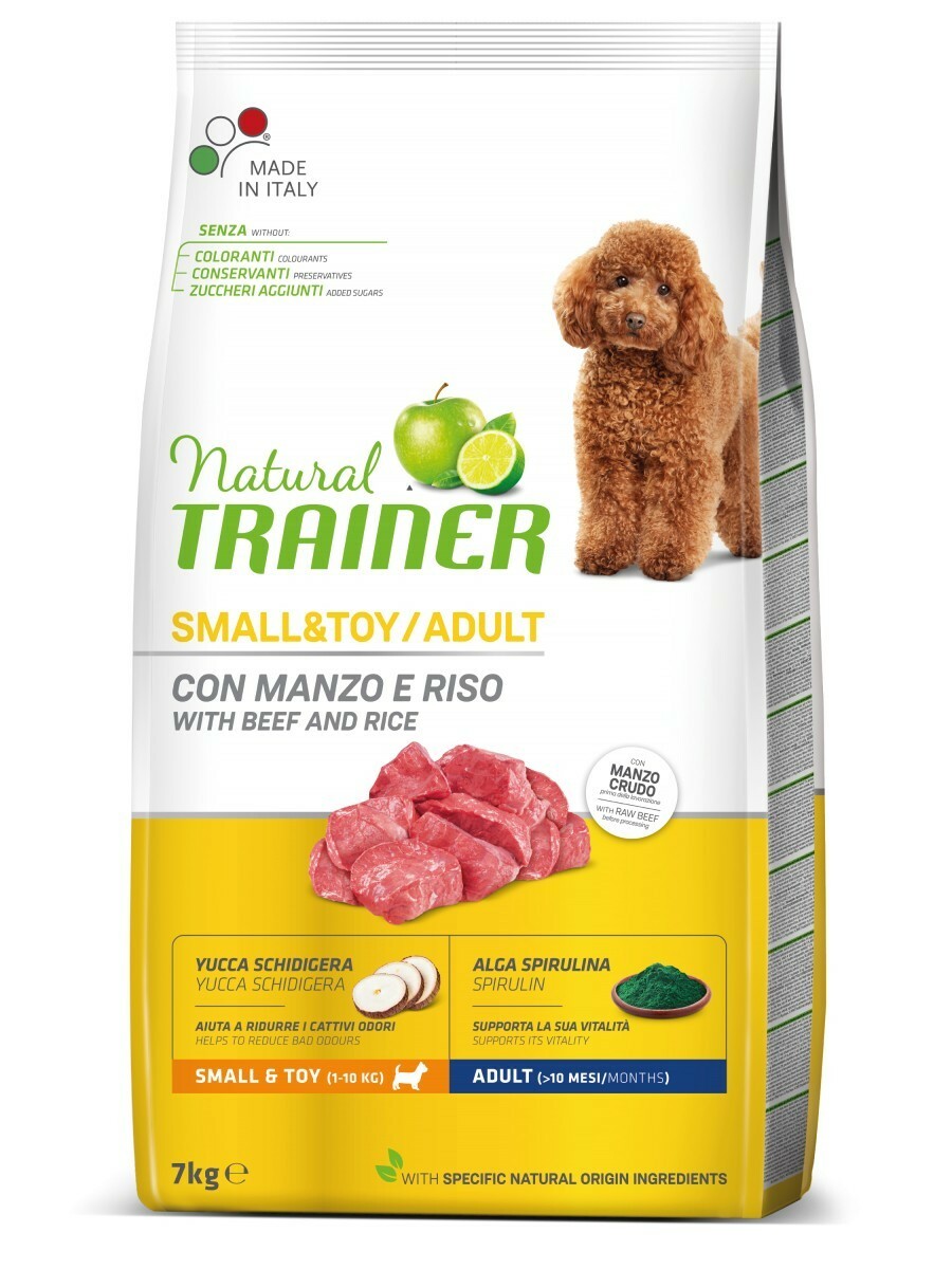 Trainer Natural Dog sa govedinom i pirinčem za odrasle pse malih rasa 7kg