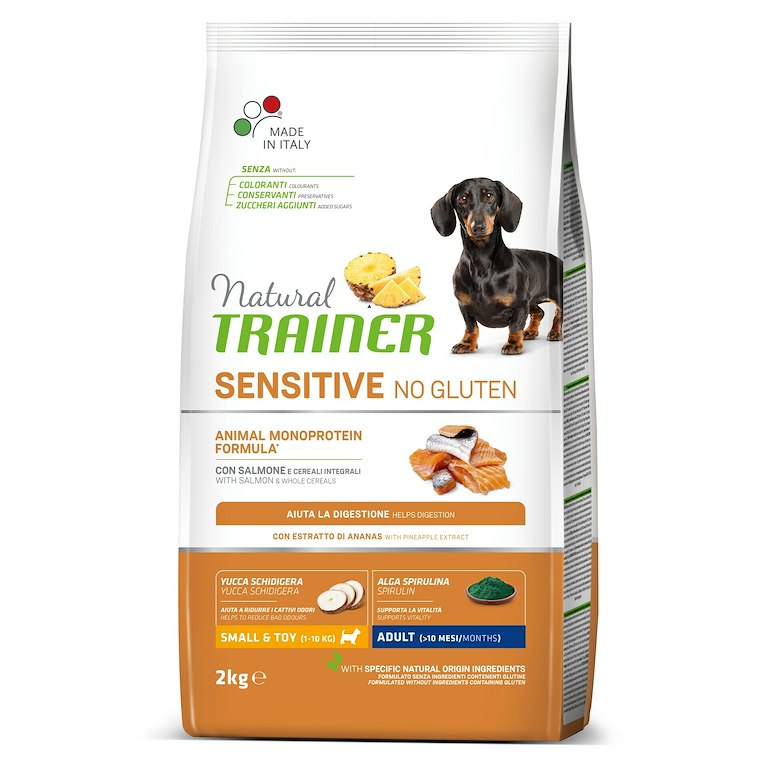 Trainer Natural Sensitive No Gluten sa lososom za odrasle pse malih rasa 2kg