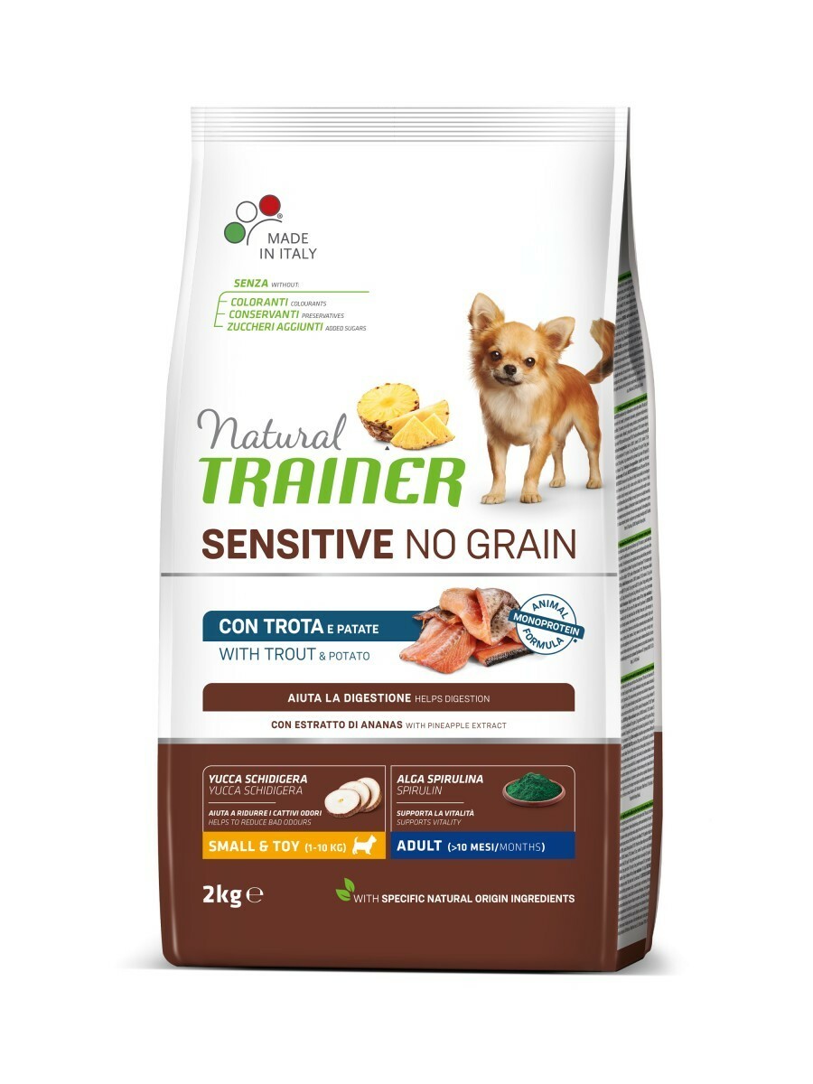 Trainer Natural Sensitive No Grain sa pastrmkom za odrasle pse malih rasa 2kg