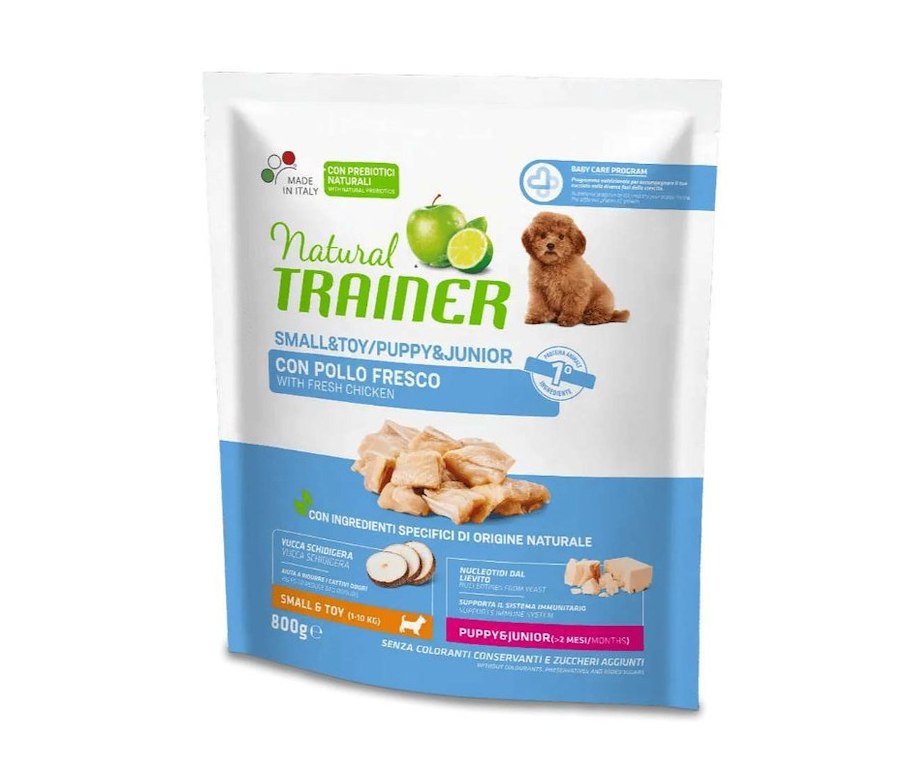 Trainer Natural Dog sa svežom piletinom za štence i mlade pse malih rasa 800g